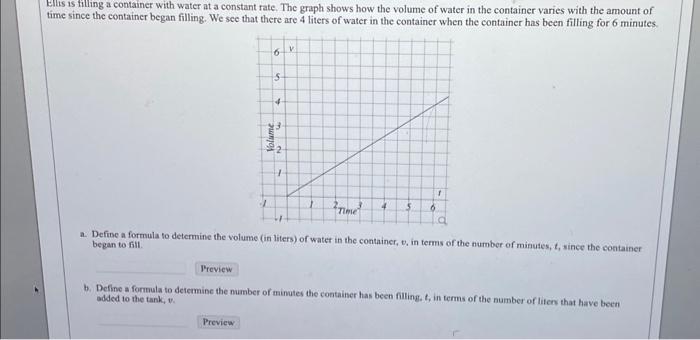 Solved Ellis is filling a container with water at a constant | Chegg.com