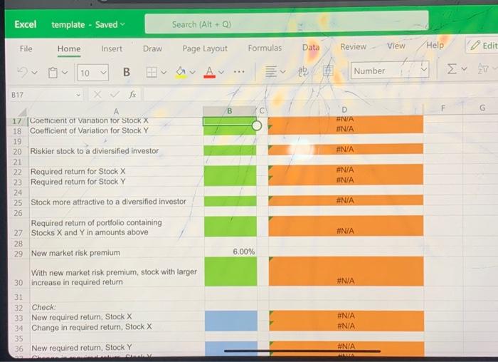 Solved Excel Online Structured Activity: Evaluating risk and | Chegg.com