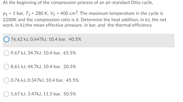 Solved At the beginning of the compression process of an | Chegg.com