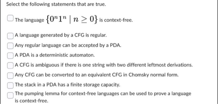 Solved Select the following statements that are true. The | Chegg.com