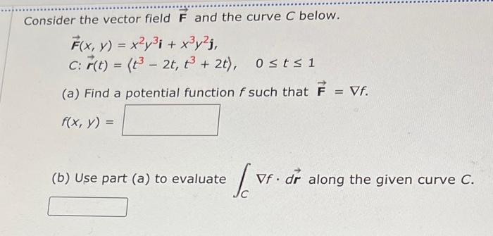 Solved Consider the vector field F and the curve C below. | Chegg.com