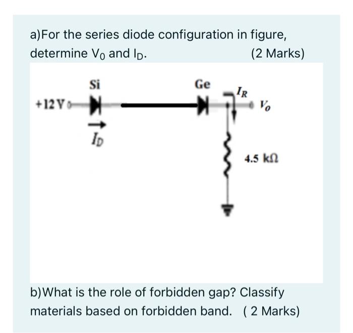 Solved a)For the series diode configuration in figure, | Chegg.com