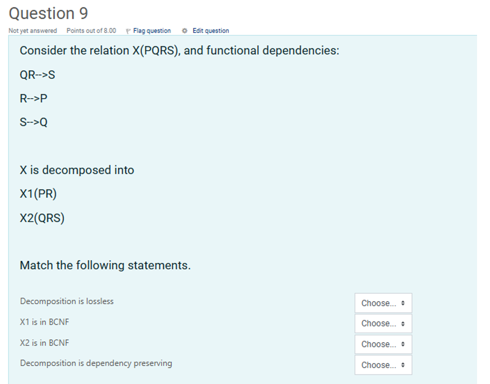 Solved Consider the relation x(PQRS), ﻿and functional | Chegg.com