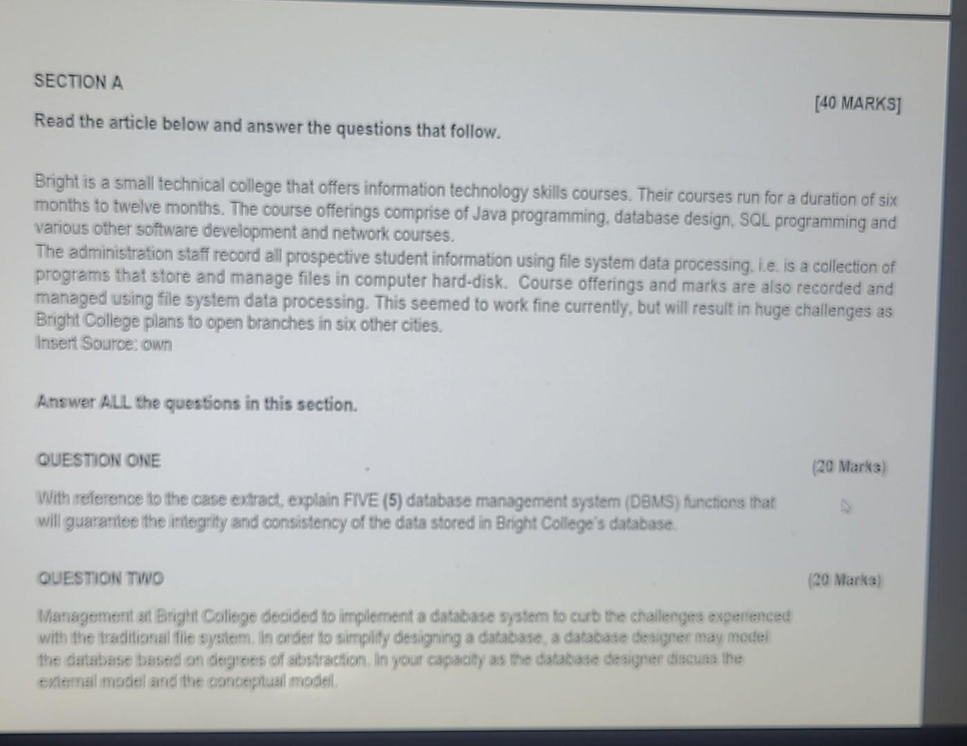 Solved SECTION A [40 MARKS] Read the article below and | Chegg.com