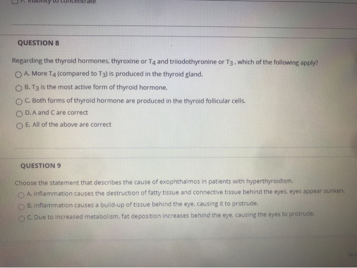 Solved QUESTION 8 Regarding the thyroid hormones, thyroxine | Chegg.com