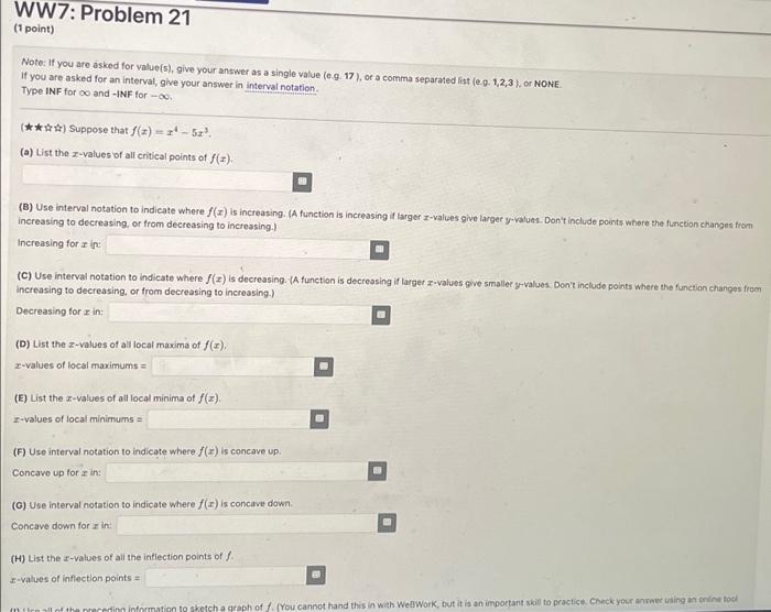 Solved WW7: Problem 21 (1 point) Note: If you are asked for | Chegg.com