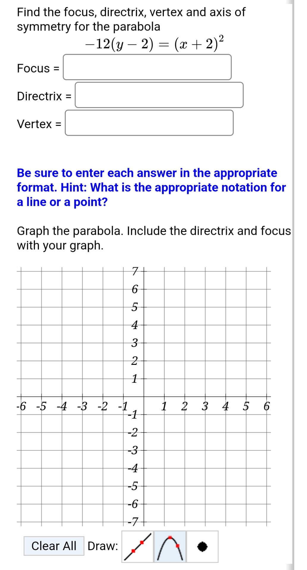 Solved Find the focus, directrix, vertex and axis of | Chegg.com
