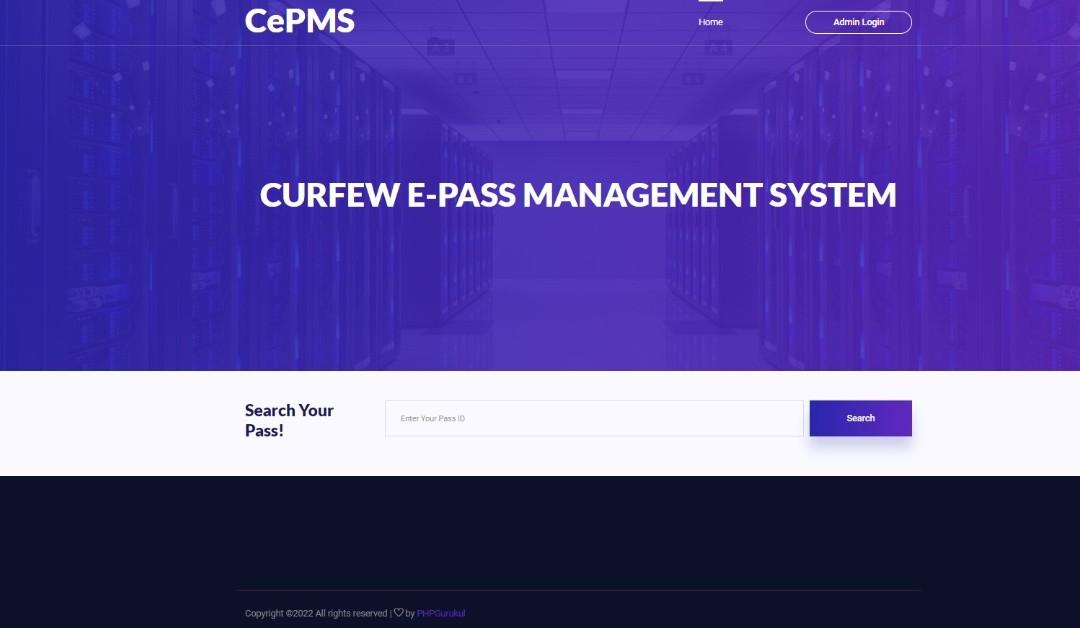 Solved CePMS Home Admin Login CURFEW E-PASS MANAGEMENT | Chegg.com