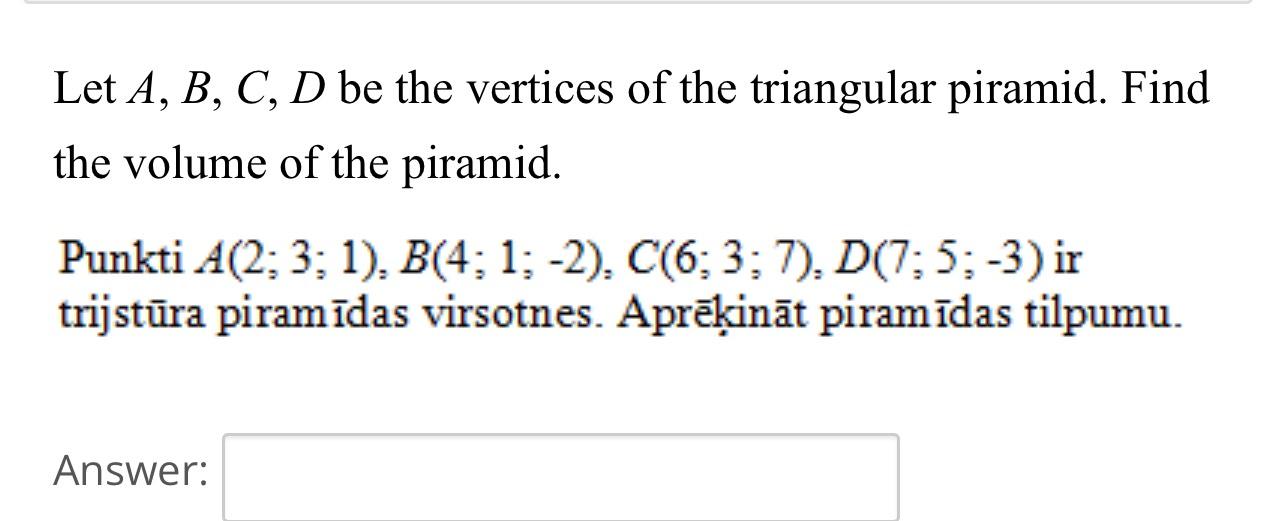 Solved Let A,B,C,D ﻿be the vertices of the triangular | Chegg.com