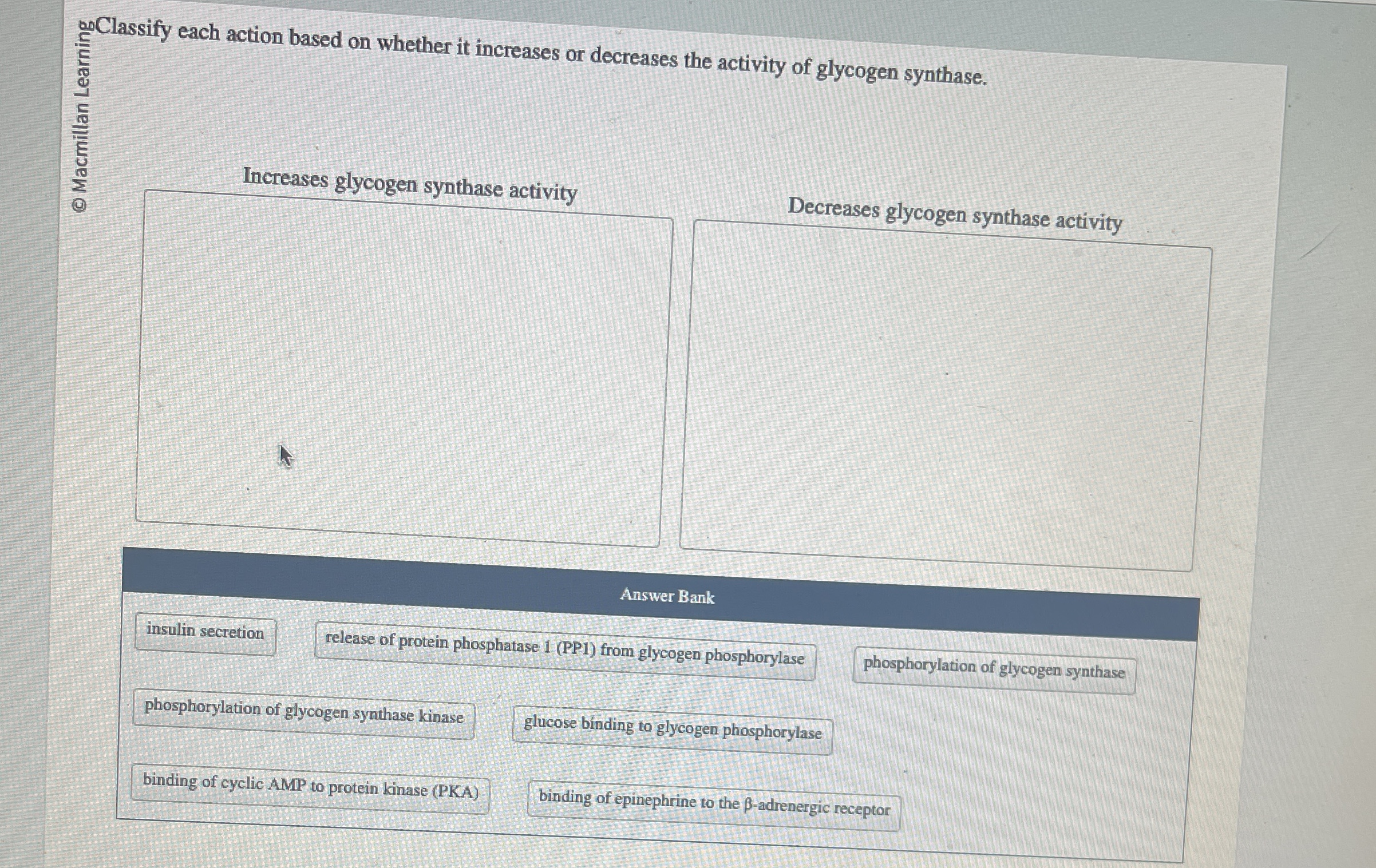 Solved Delassify each action based on whether it increases | Chegg.com