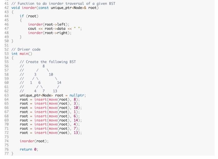 Solved Considering this c++ pure binary search tree code:How | Chegg.com