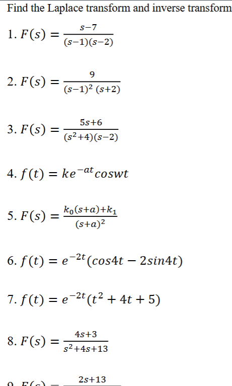 Solved Find the Laplace transform and inverse | Chegg.com