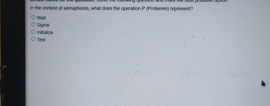 Solved In the context of semaphores, what does the operation | Chegg.com