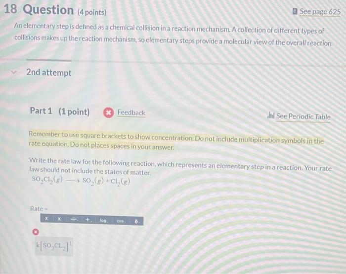 Solved 18 Question (4 points) See page 625 An elementary | Chegg.com