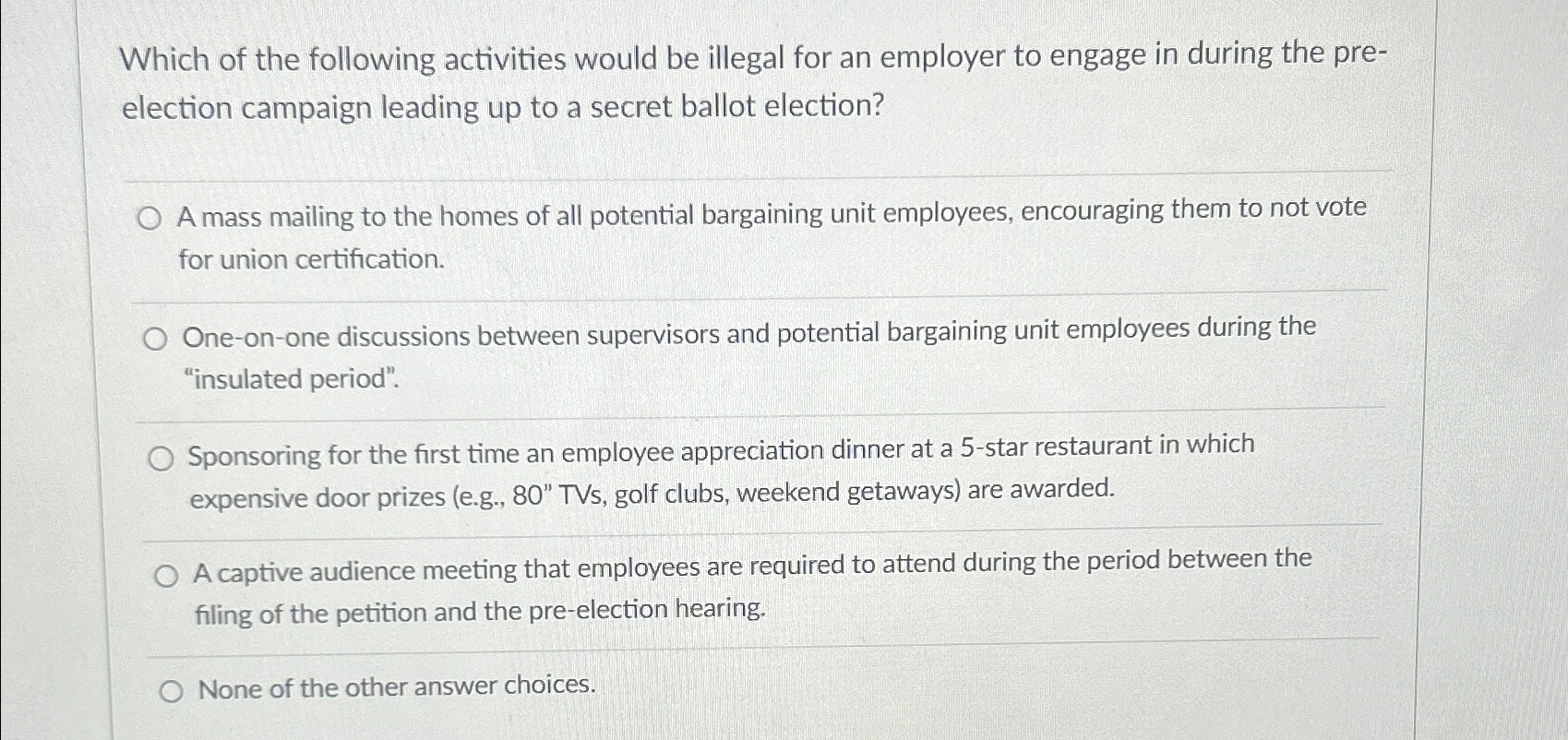 Solved Which of the following activities would be illegal | Chegg.com