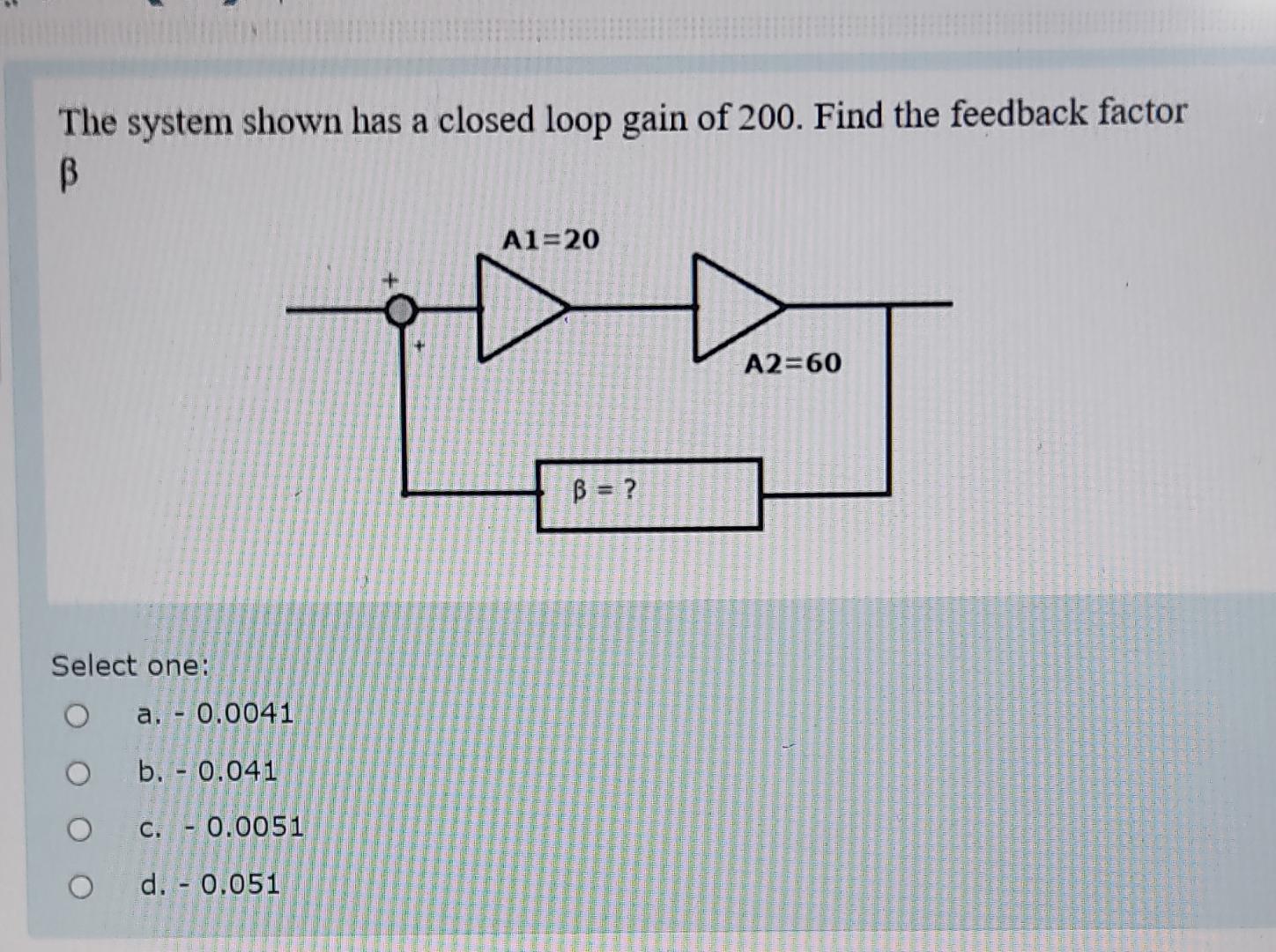 Solved The system shown has a closed loop gain of 200. ﻿Find | Chegg.com