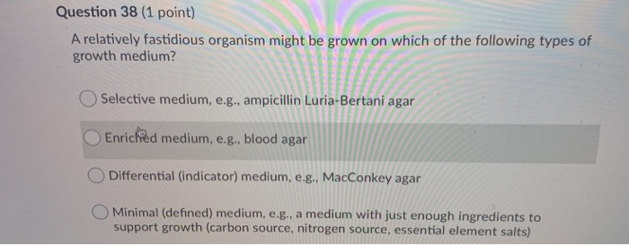 Solved Question 38 (1 point) A relatively fastidious | Chegg.com