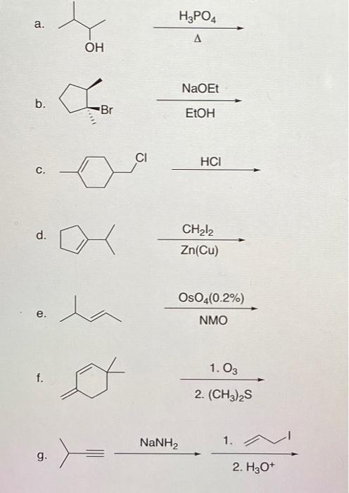 Solved ΔH3PO4 EtOHNaOEt HCl Zn(Cu)CH2I2 NMOOsO4(0.2%) 2. | Chegg.com
