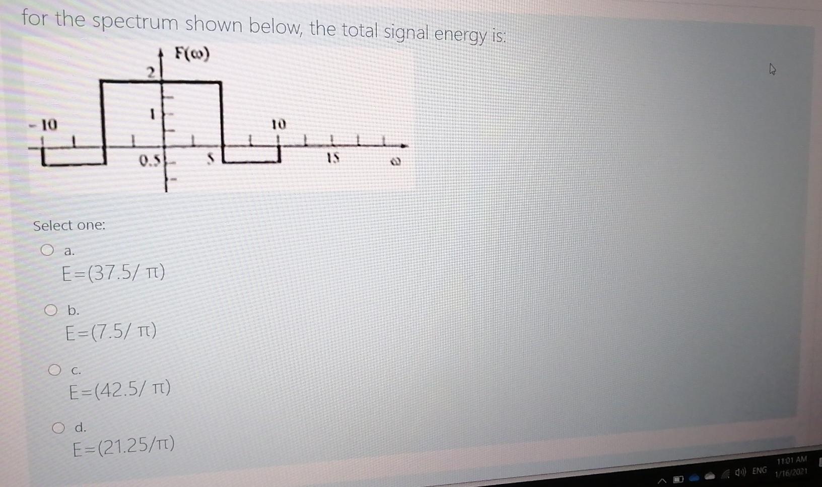 Solved for the spectrum shown below, the total signal energy | Chegg.com