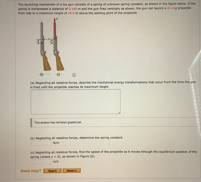 Solved The launching mechanism of a toy gun consists of a | Chegg.com