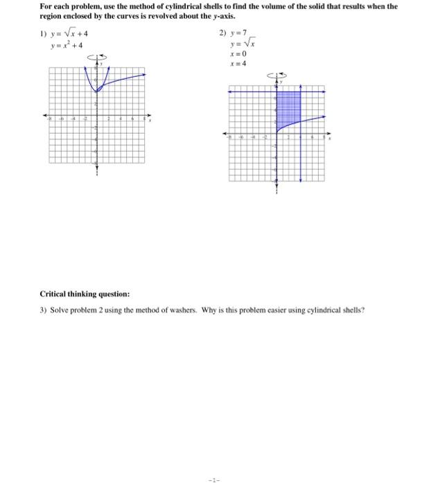 Solved For each problem, use the method of cylindrical | Chegg.com
