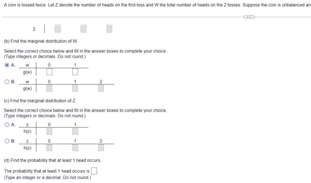 Solved A coin is tossed twice. Let Z denote the number of | Chegg.com