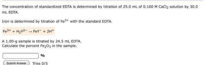 Solved The concentration of standardized EDTA is determined | Chegg.com