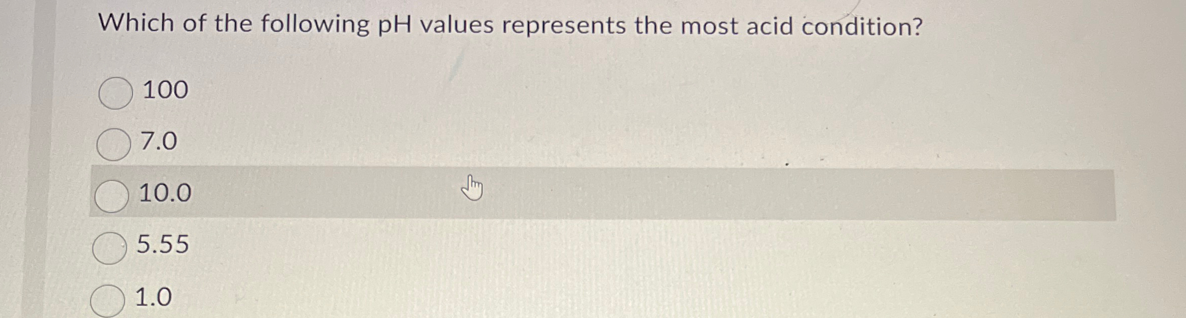 Solved Which of the following pH ﻿values represents the most | Chegg.com