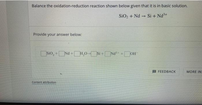 Solved Balance the oxidation-reduction reaction shown below | Chegg.com