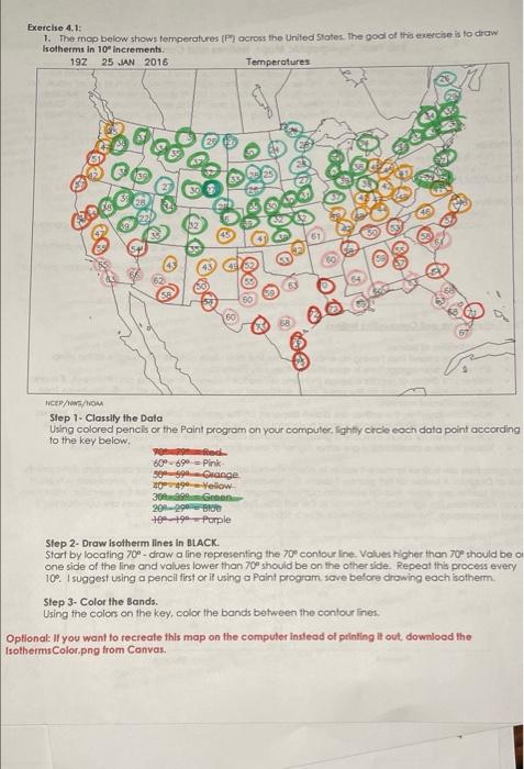 Solved Exercise 4.1: 1. The map below shows temperatures (P) | Chegg.com