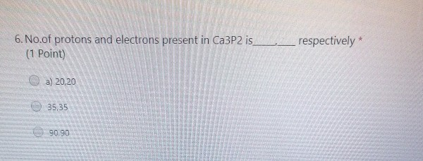 Solved 6. No.of protons and electrons present in Ca3P2 is (1 | Chegg.com