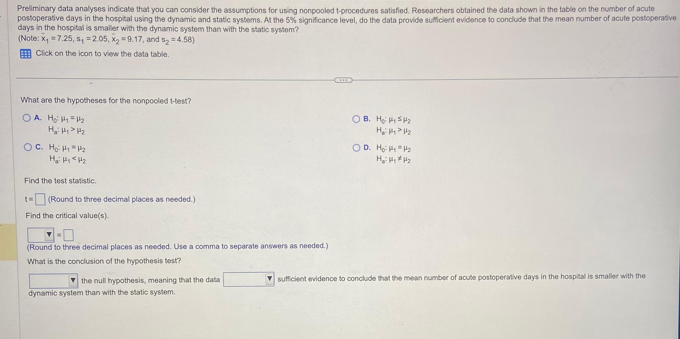 Solved Preliminary data analyses indicate that you can | Chegg.com