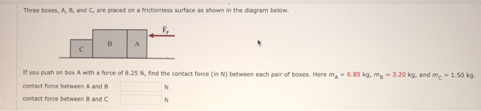 Solved Three boxes, A, B, and C, are placed on a | Chegg.com