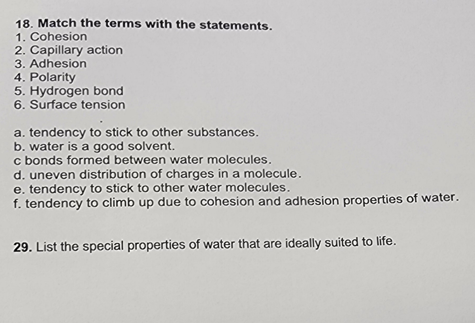Solved Match the terms with the statements.CohesionCapillary | Chegg.com