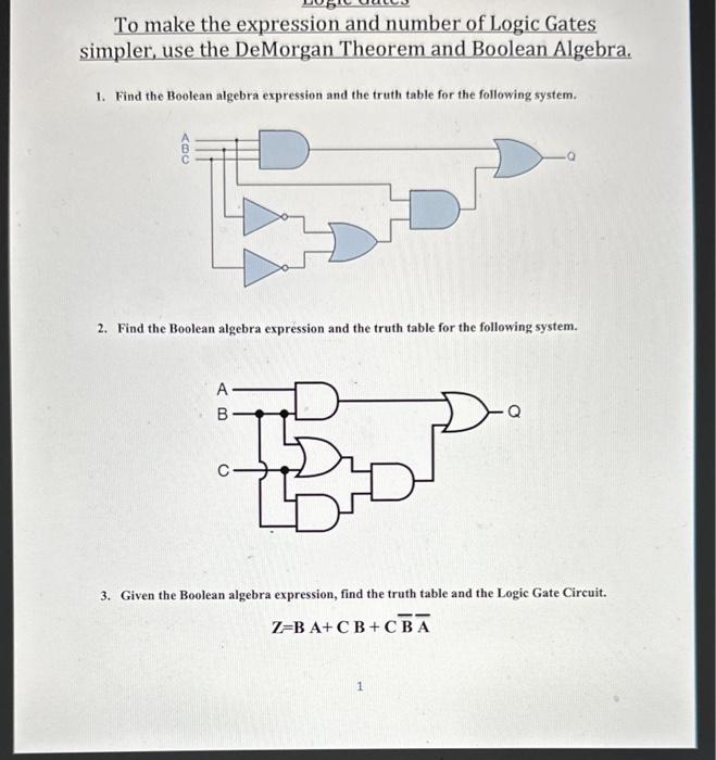 Solved To make the expression and number of Logic Gates | Chegg.com