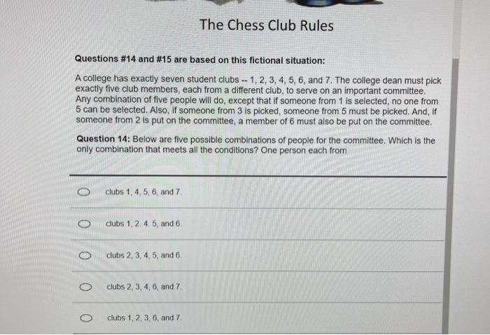 Solved The Chess Club Rules Questions #14 and #15 are based | Chegg.com