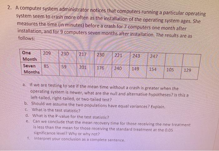 Solved 2. A computer system administrator notices that | Chegg.com