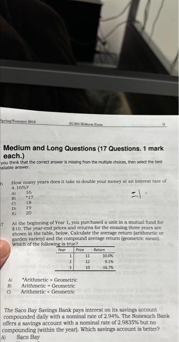 Solved Medium and Long Questions (17 Questions. 1 mark | Chegg.com