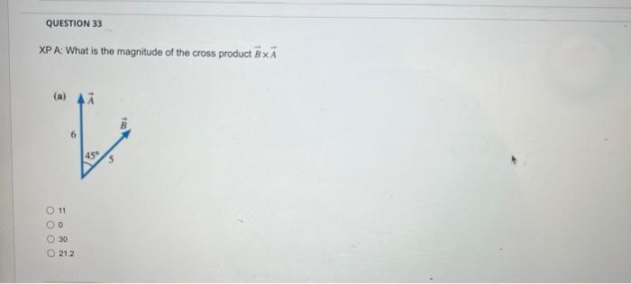 Solved XP A: What is the magnitude of the cross product | Chegg.com