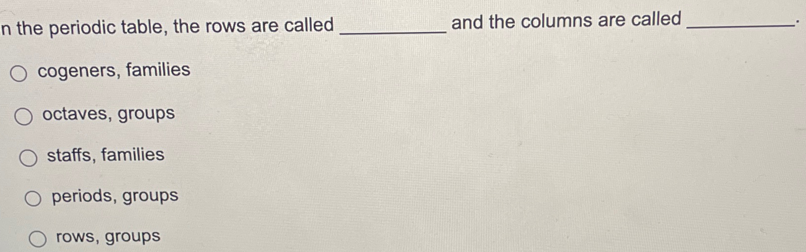 Solved n the periodic table, the rows are called and the | Chegg.com