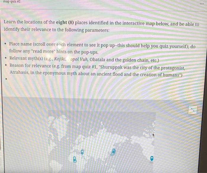 Learn the locations of the eight (8) places | Chegg.com