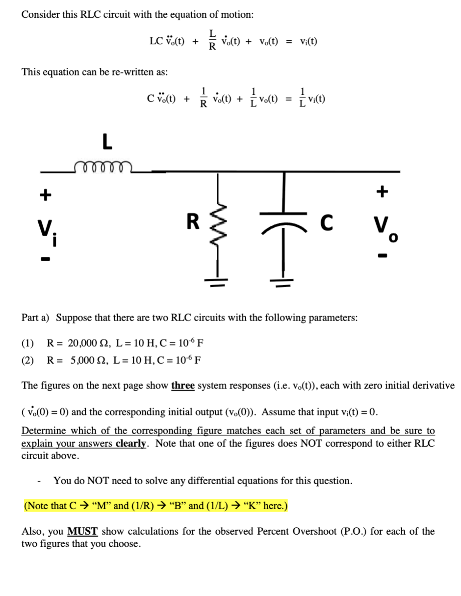 Solved Consider this RLC ﻿circuit with the equation of | Chegg.com