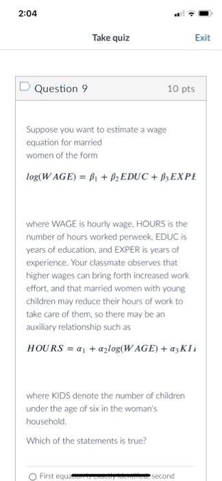 Solved Suppose you want to estimate a wage equation for | Chegg.com