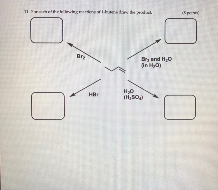 Solved 11. For each of the following reactions of 1-butene | Chegg.com