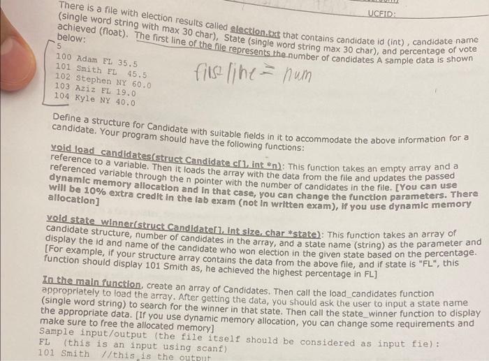 Solved UCFID: There is a file with election results called | Chegg.com