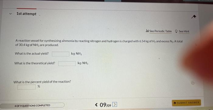 Solved A reaction vessel for synthesizing ammonia by | Chegg.com