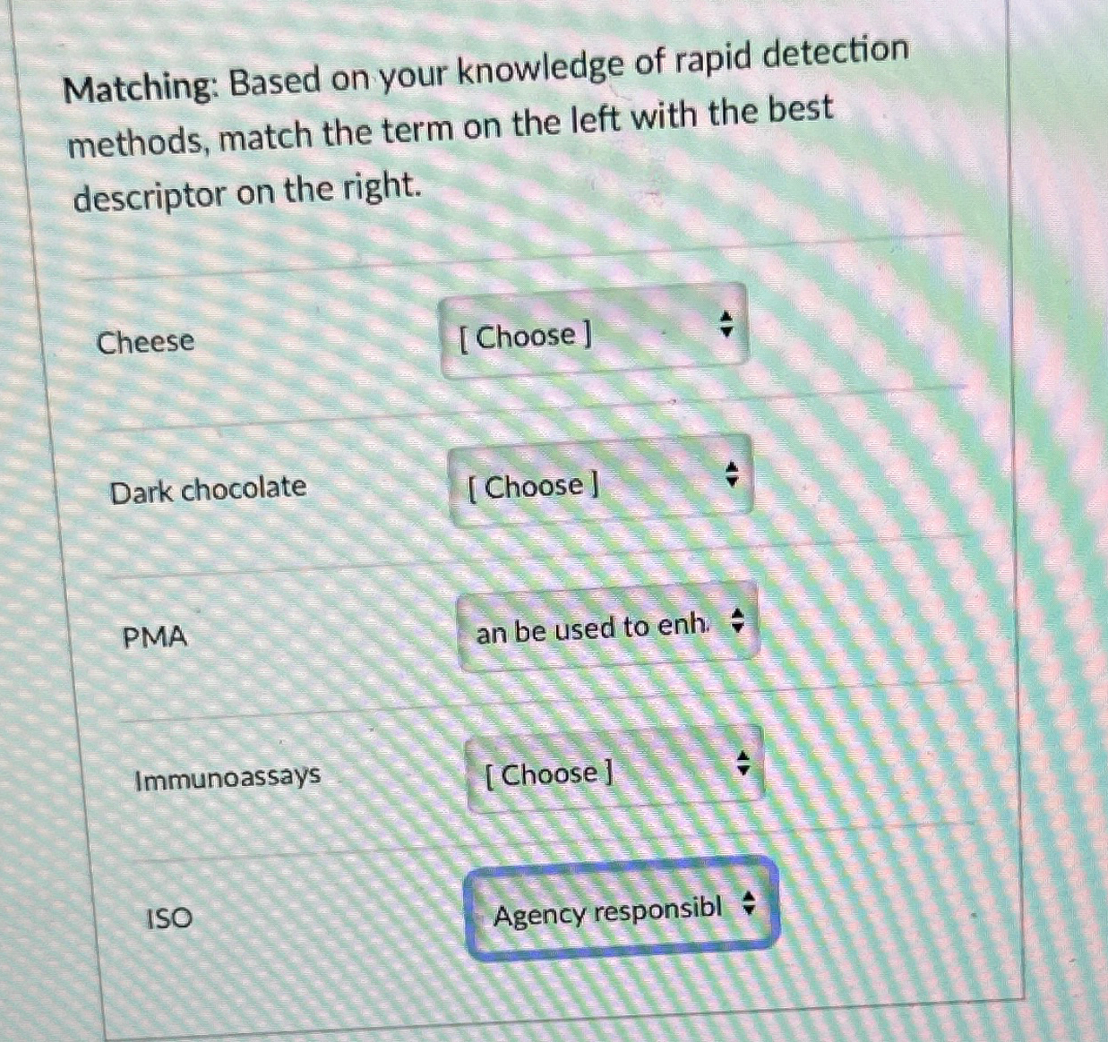 Solved Matching: Based on your knowledge of rapid detection | Chegg.com