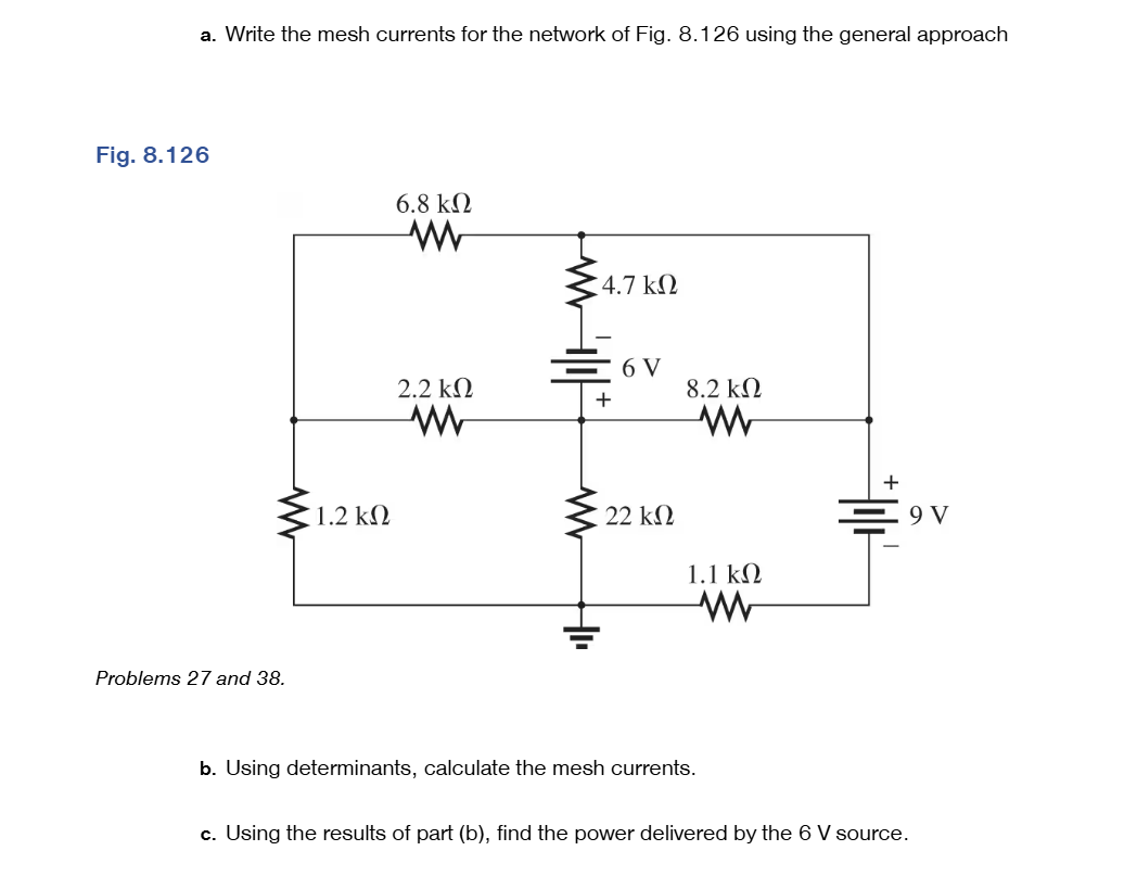 Solved a. ﻿Write the mesh currents for the network of Fig. | Chegg.com