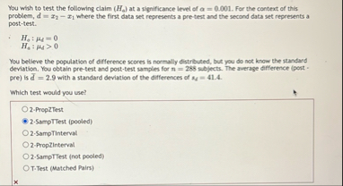 Solved You wish to test the following claim (Ha) ﻿at a | Chegg.com
