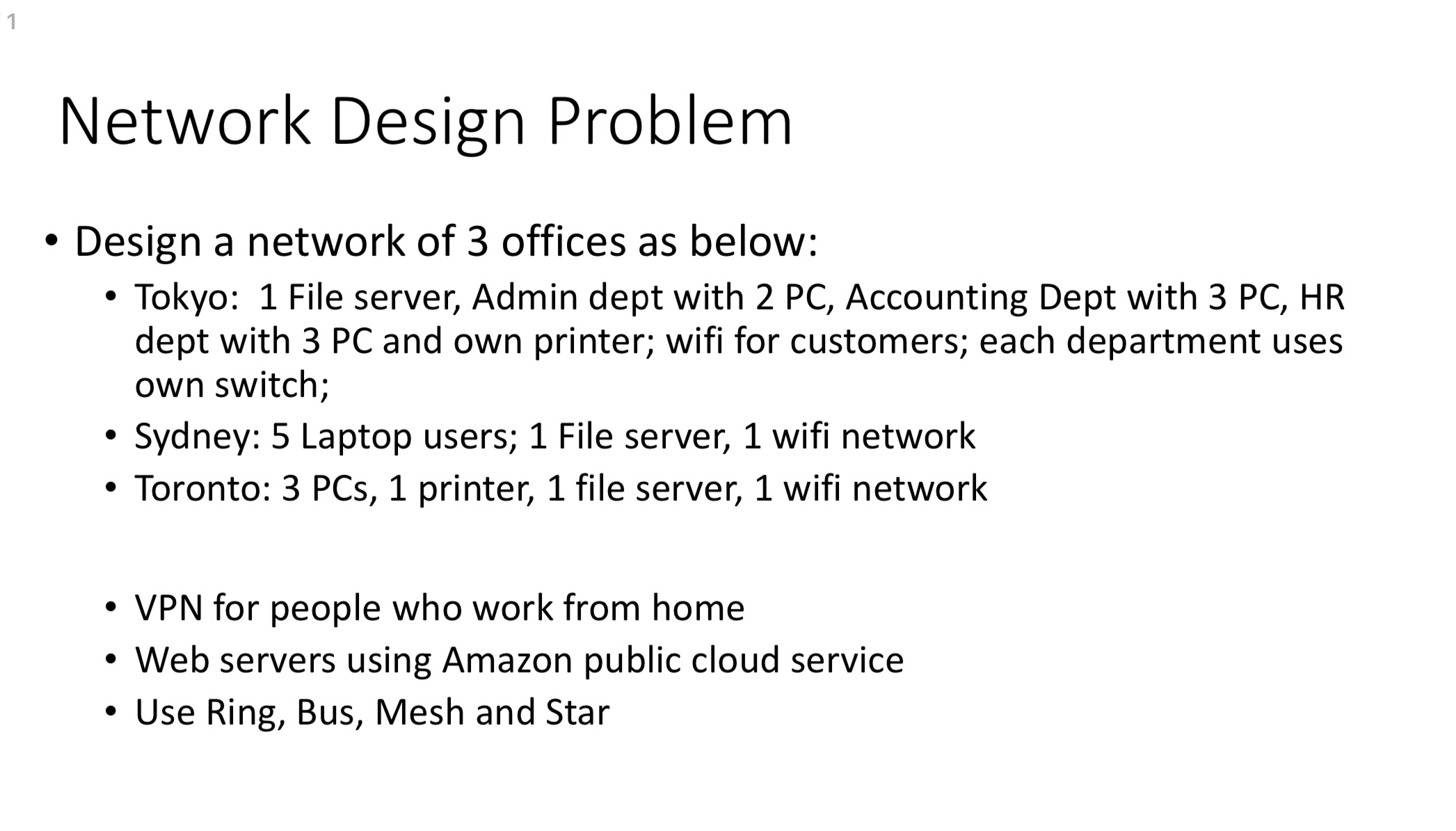 Network Design ProblemDesign a network of 3 ﻿offices | Chegg.com